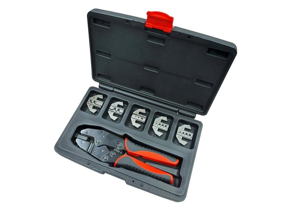 Crimping tool kit with 5 jaws